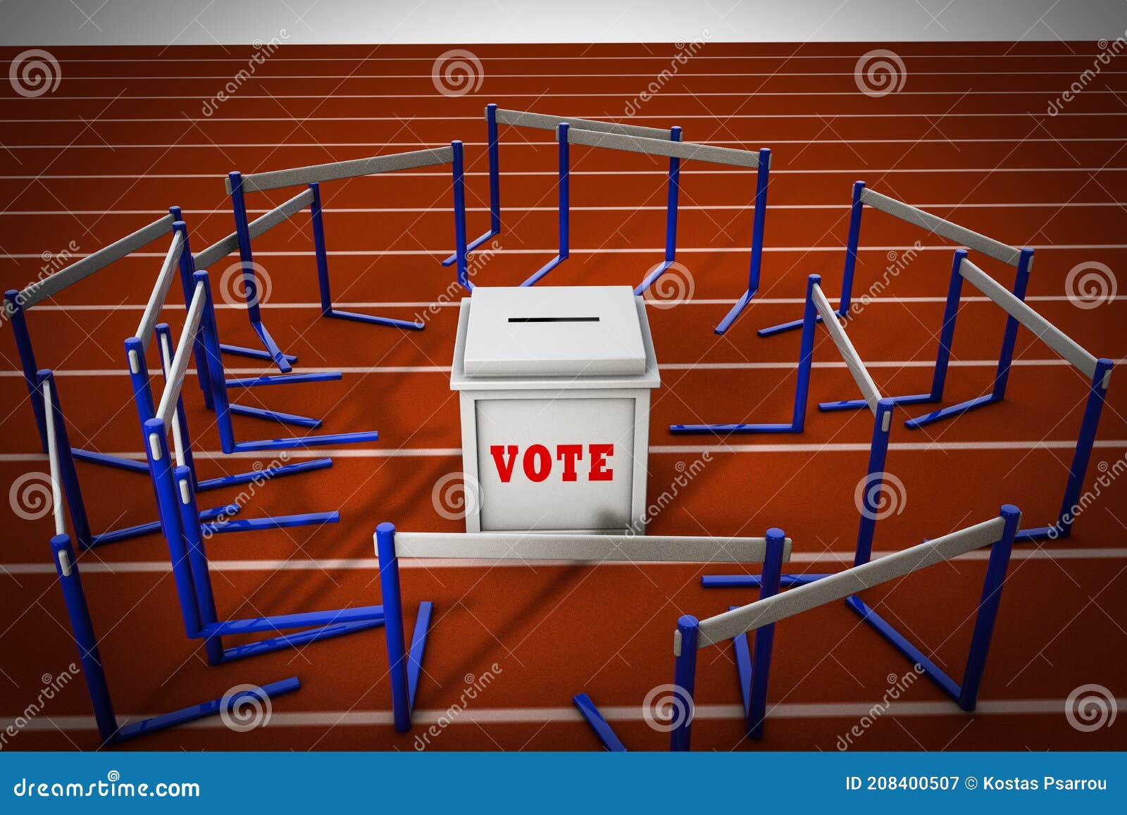 Vote Box Racing Surrounding with a Barriers Demonstrating Voting Issue ...