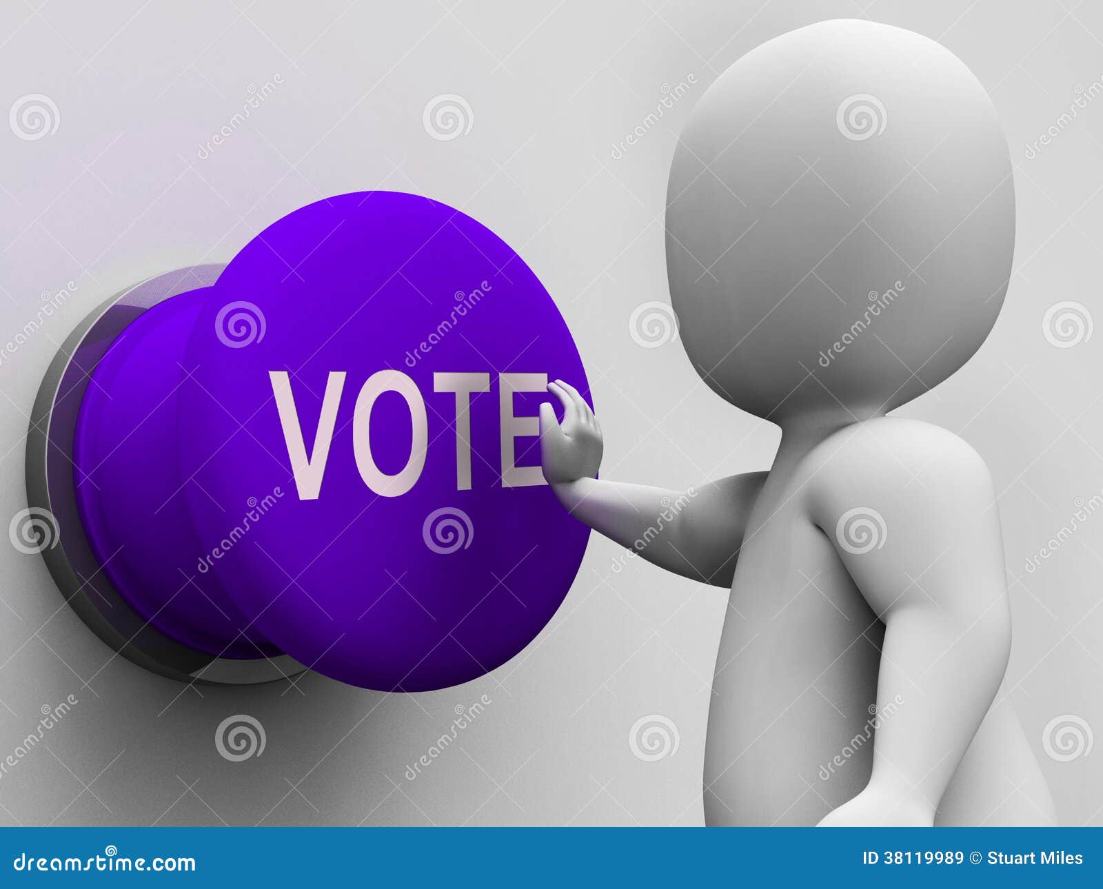 Vote Button Means Choosing Electing or Poll Stock Illustration ...