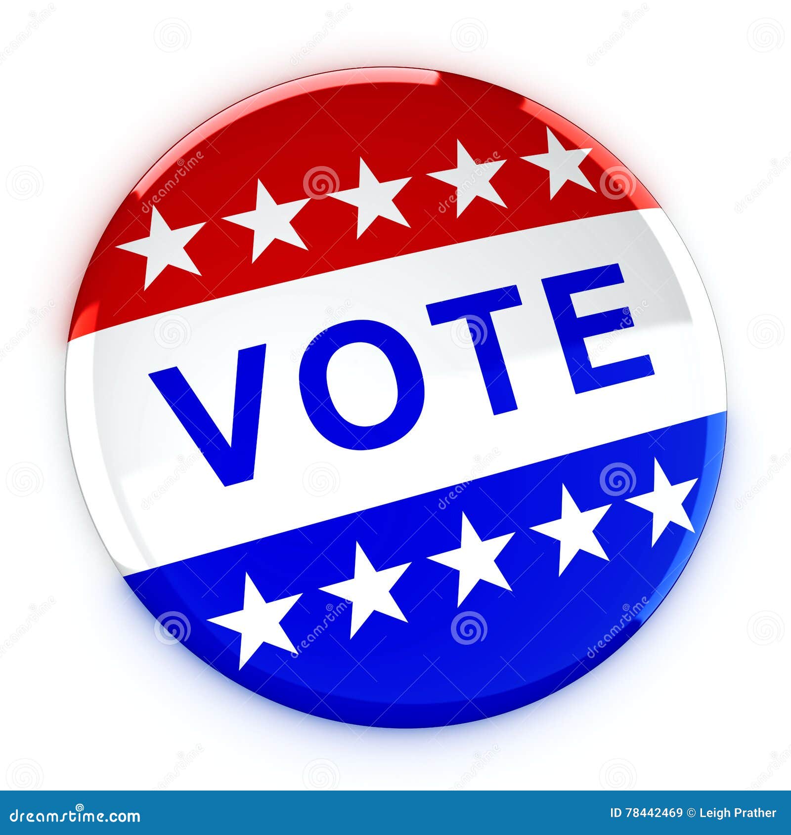 Vote Button in Red, White, and Blue with Stars Stock Illustration ...