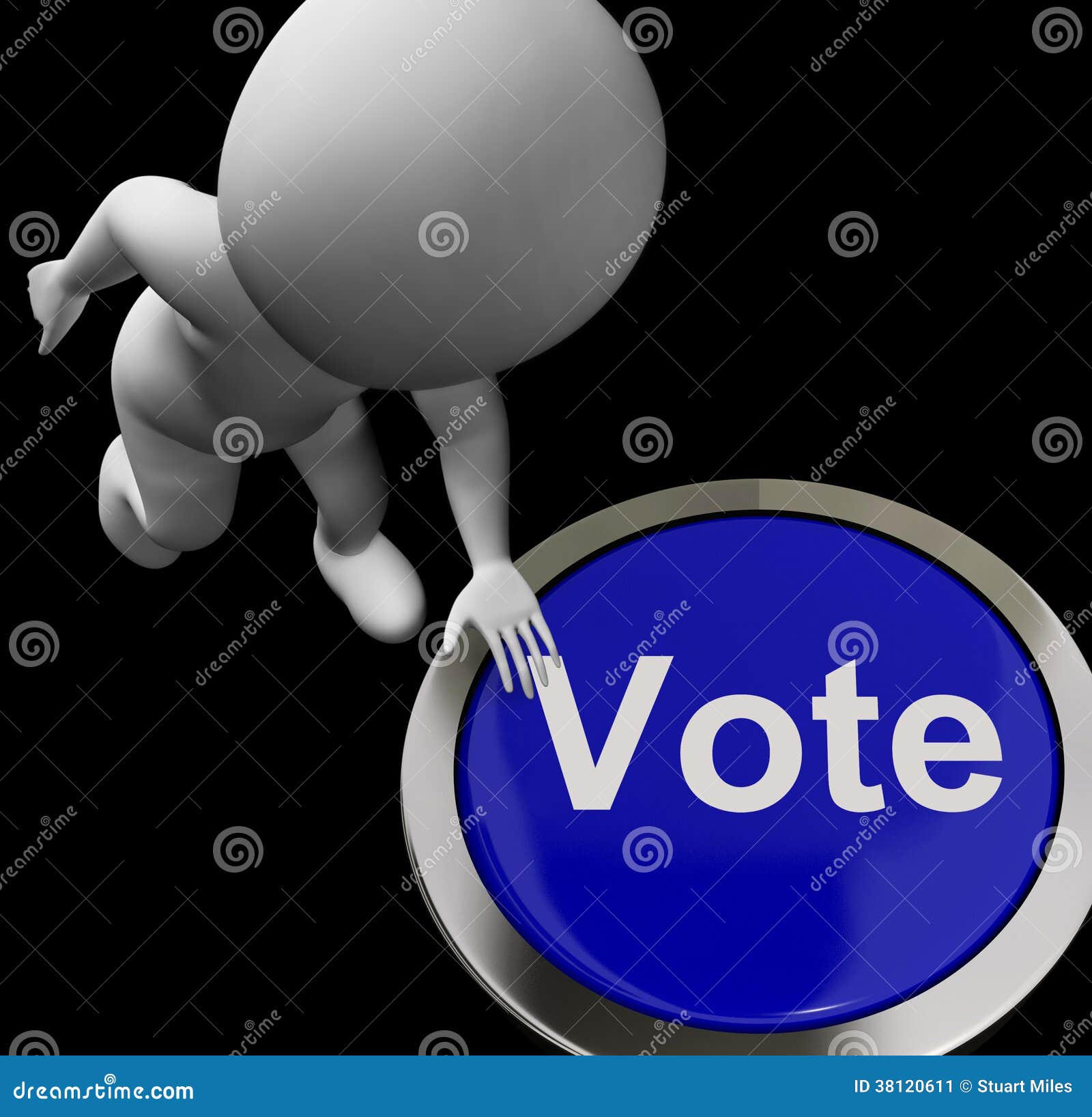 Vote Button Shows Poll Election or Choosing Stock Illustration ...