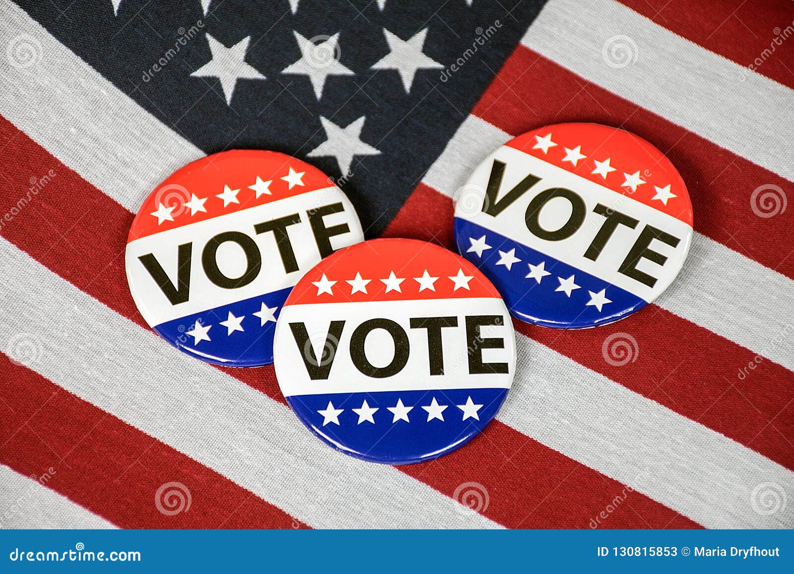 Vote Buttons on American Flag Stock Image - Image of closeup, vivid ...