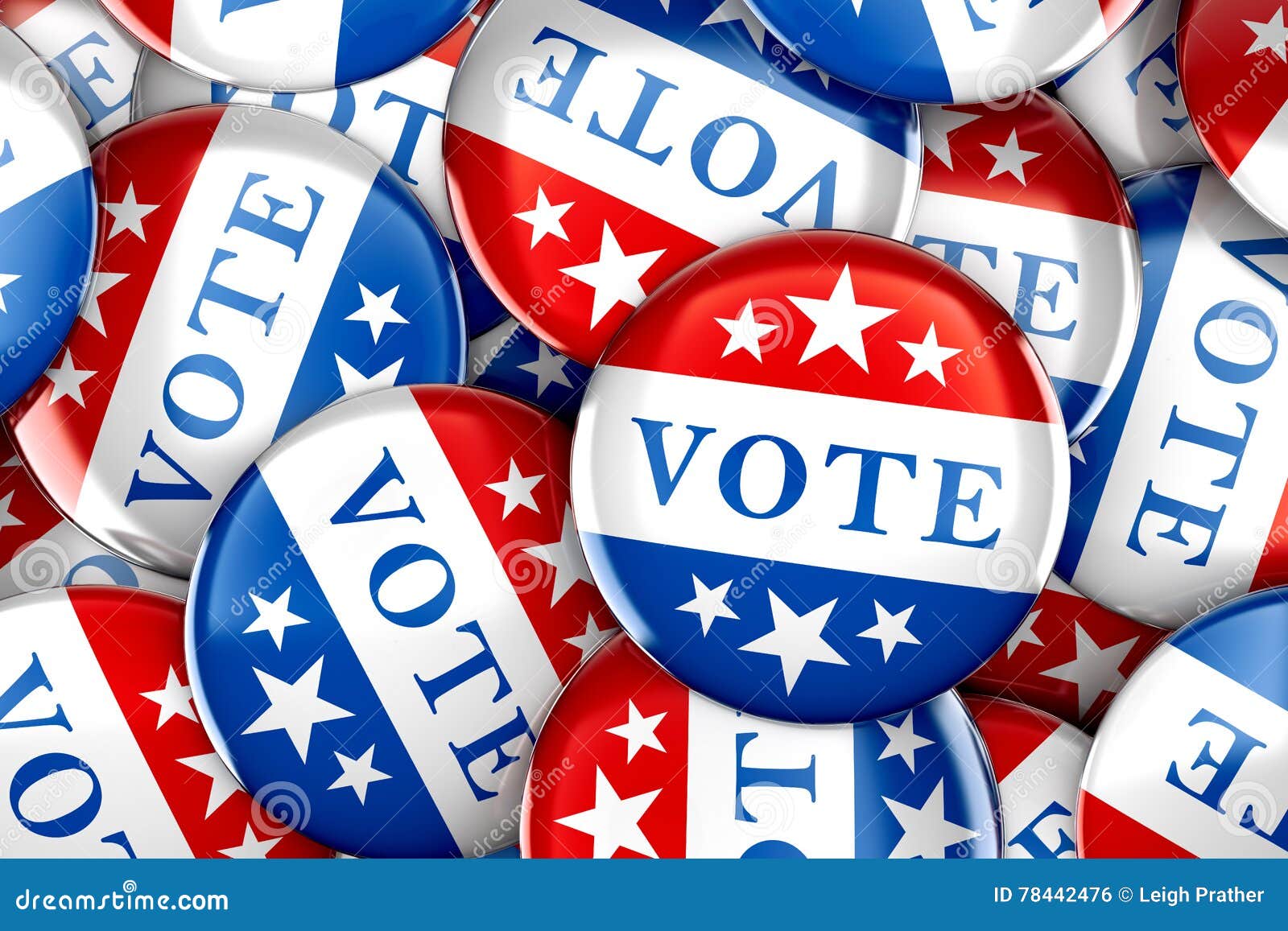 Vote Buttons in Red, White, and Blue with Stars Stock Illustration ...