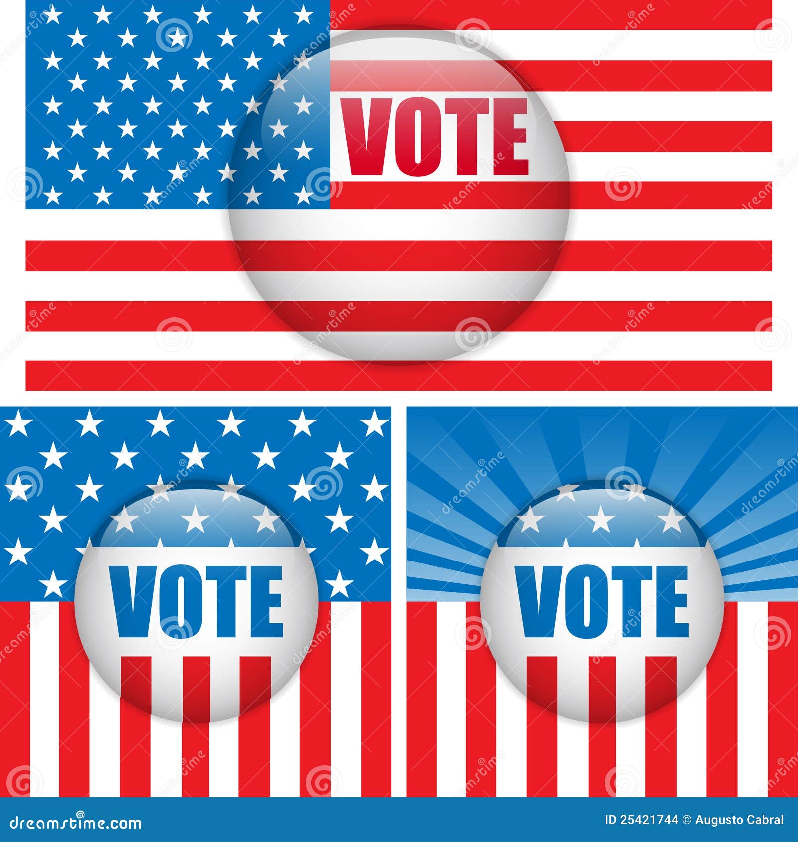 Vote Buttons. Set of Three with Background Stock Vector - Illustration ...