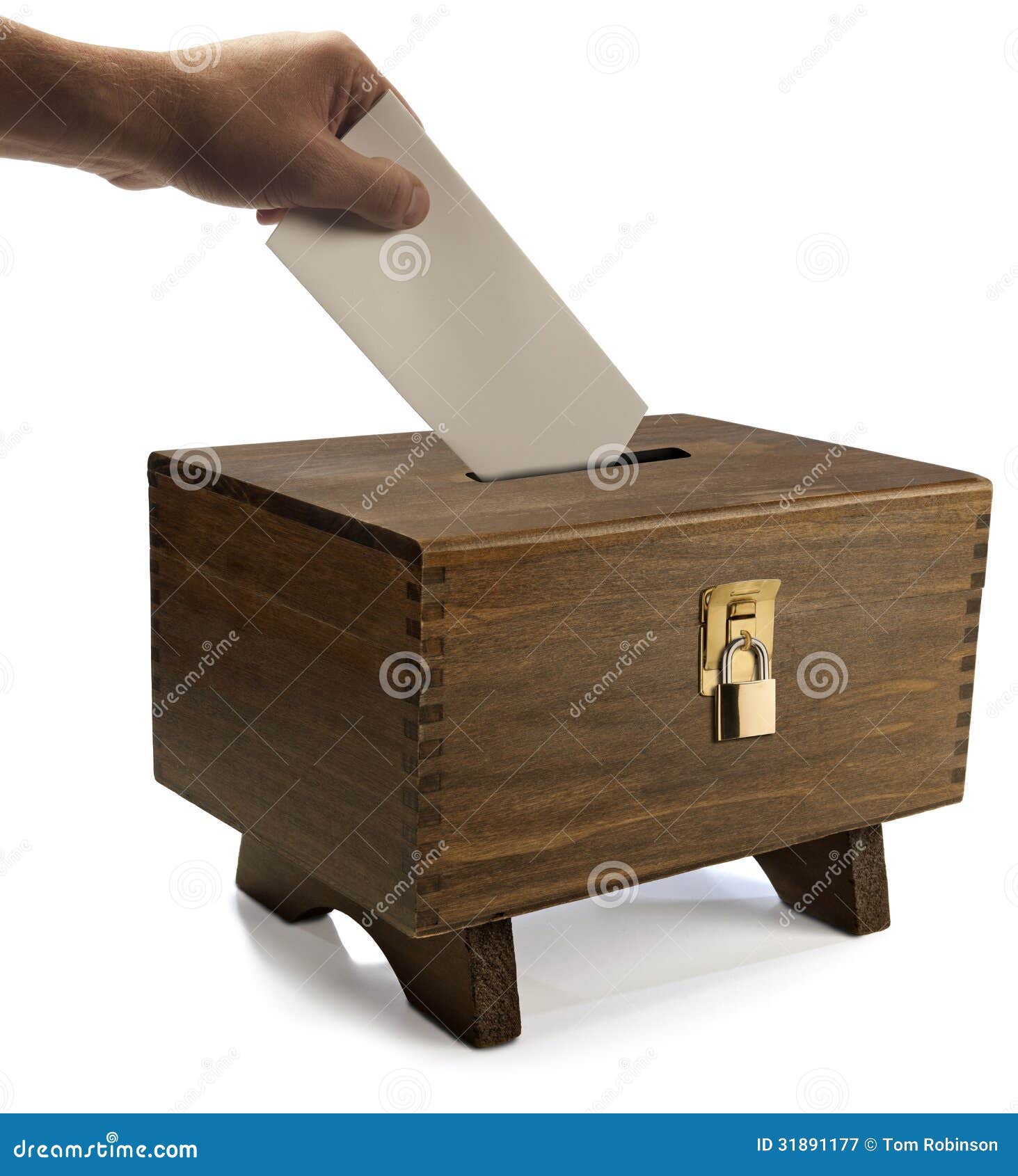 Vote Cast into Locked Ballot Box Stock Image - Image of human ...