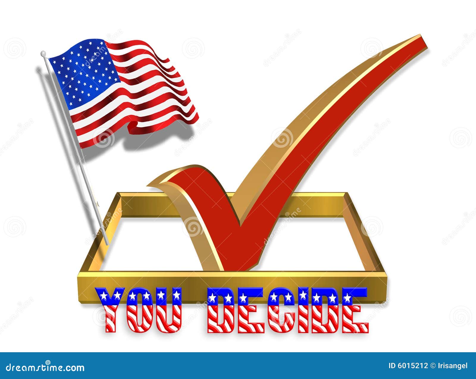 Vote Check Box 3D with American Flag Stock Illustration - Illustration ...