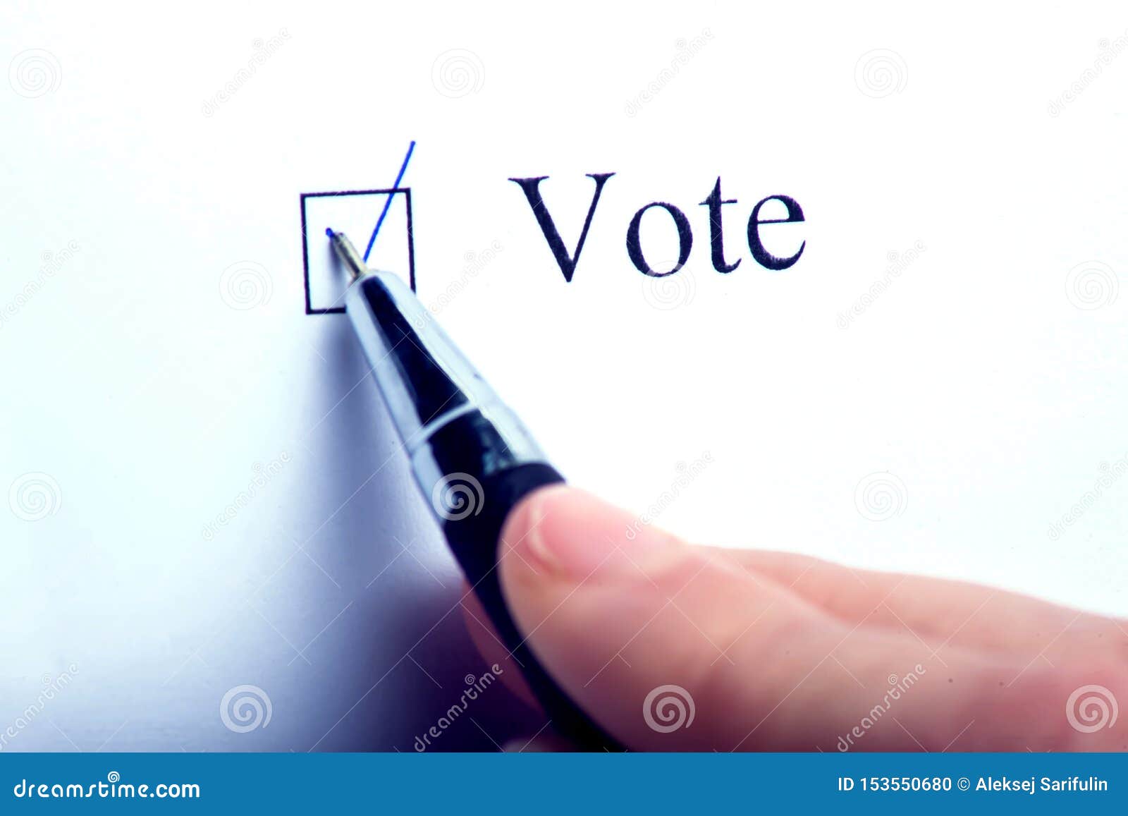 Vote - Checkbox with a Cross on White Paper with Pen. Checklist Concept ...