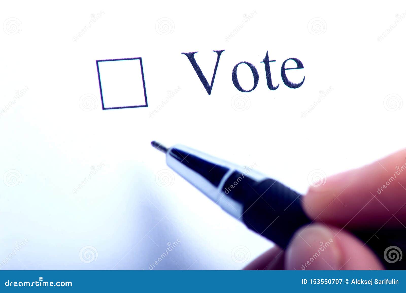 Vote - Checkbox with a Cross on White Paper with Pen. Checklist Concept ...