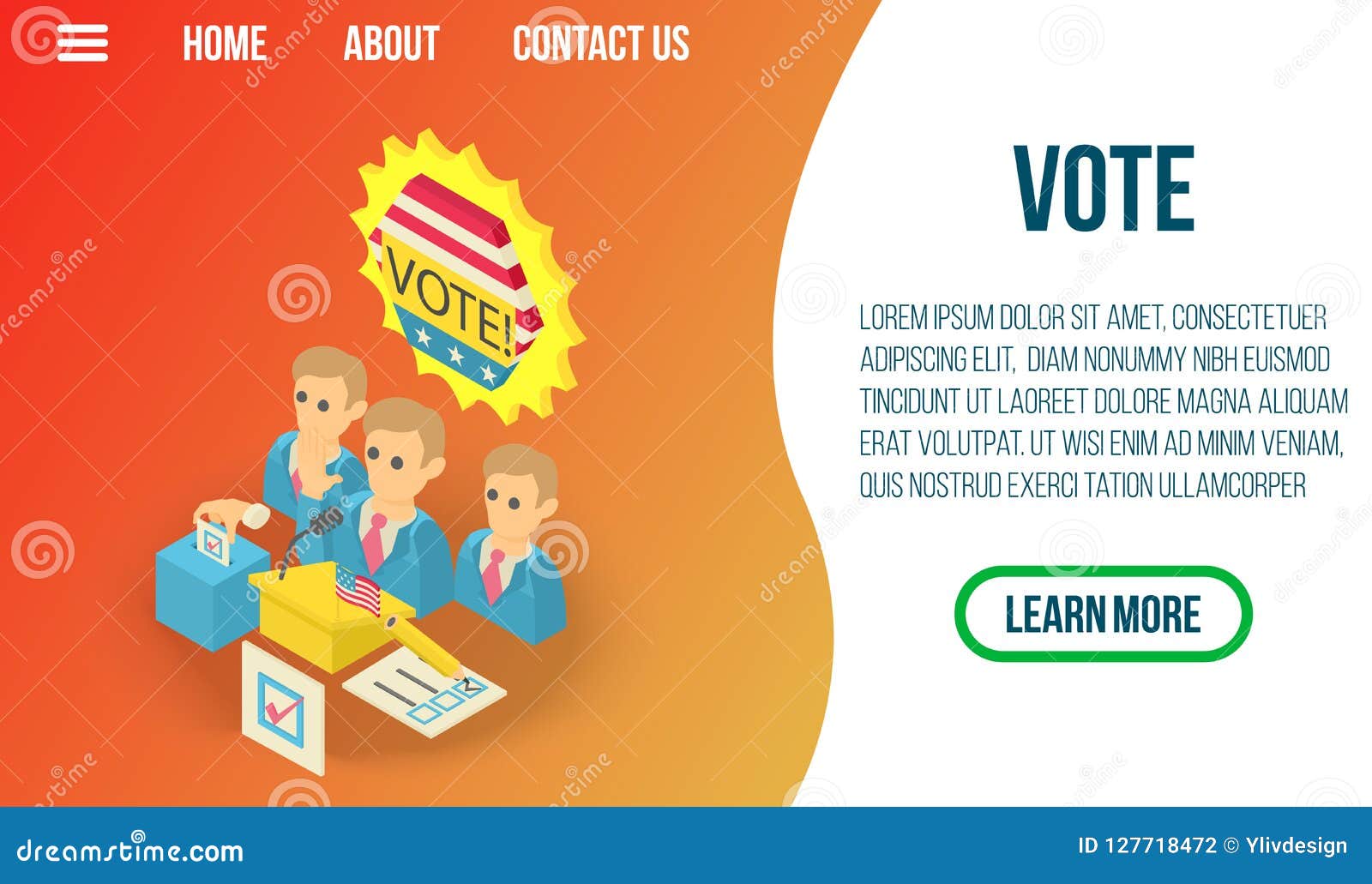 Vote Concept Banner, Isometric Style Stock Vector - Illustration of ...
