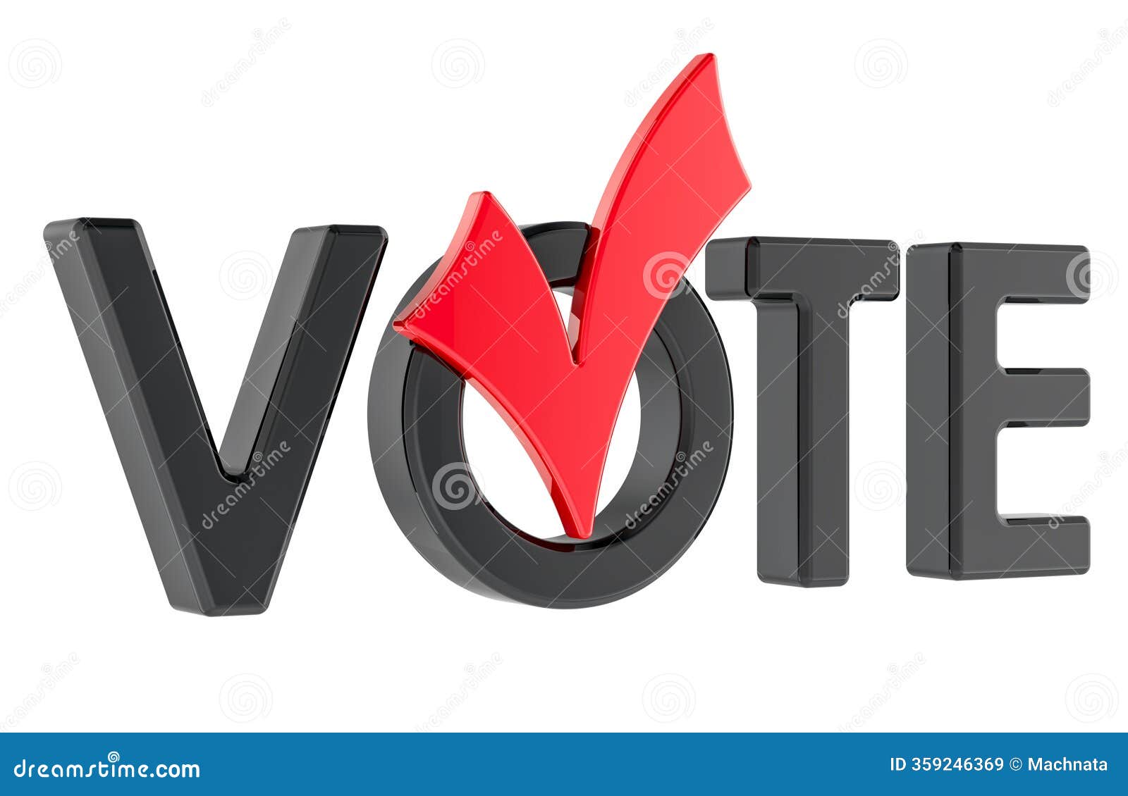 Vote Concept. Vote Word with Red Check Mark, 3D Rendering Stock ...