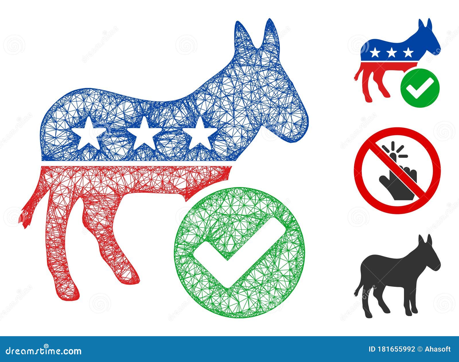 Vote Democrat Donkey Polygonal Web Vector Mesh Illustration Editorial ...
