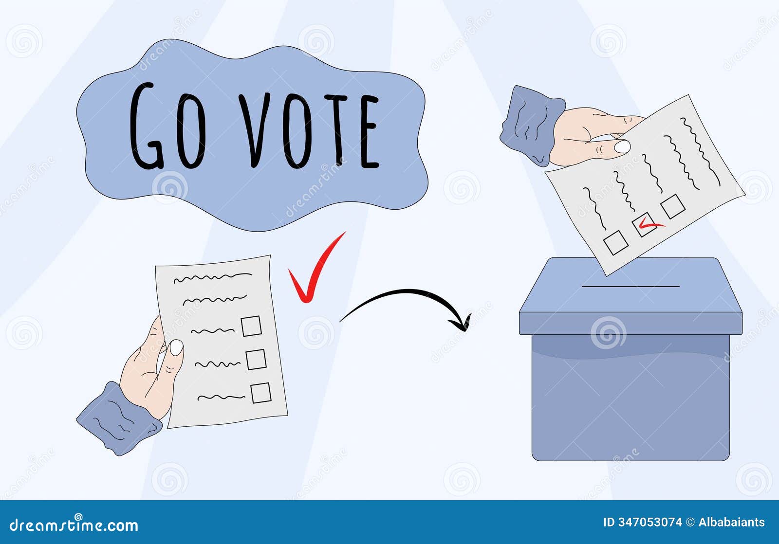 Vote 2024, Election Voting Process Pattern, Hands Placing Votes into a ...