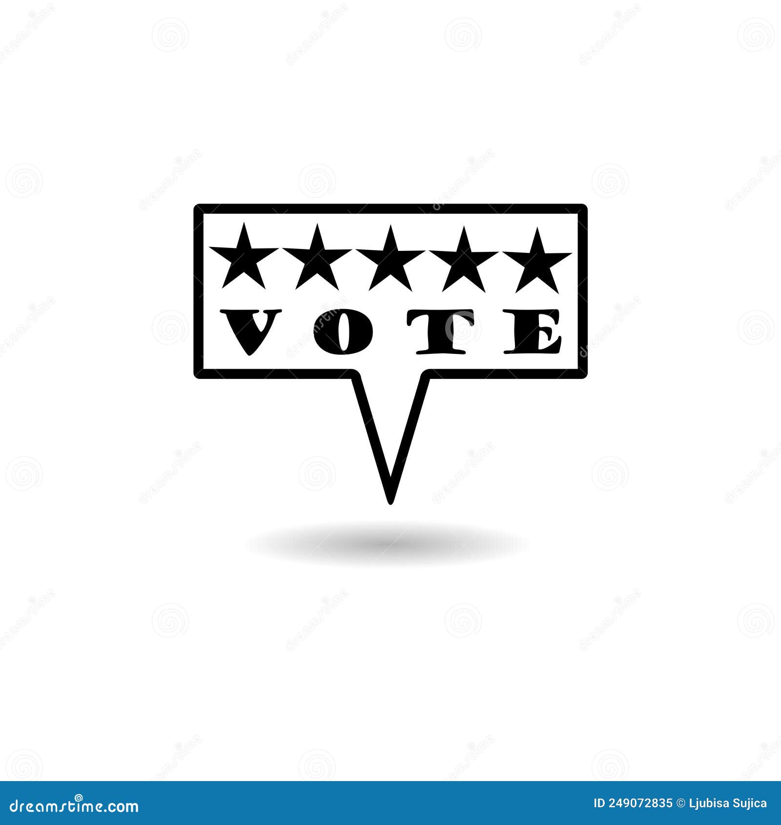 Vote Five Stars Speech Bubble Logo with Shadow Stock Vector ...