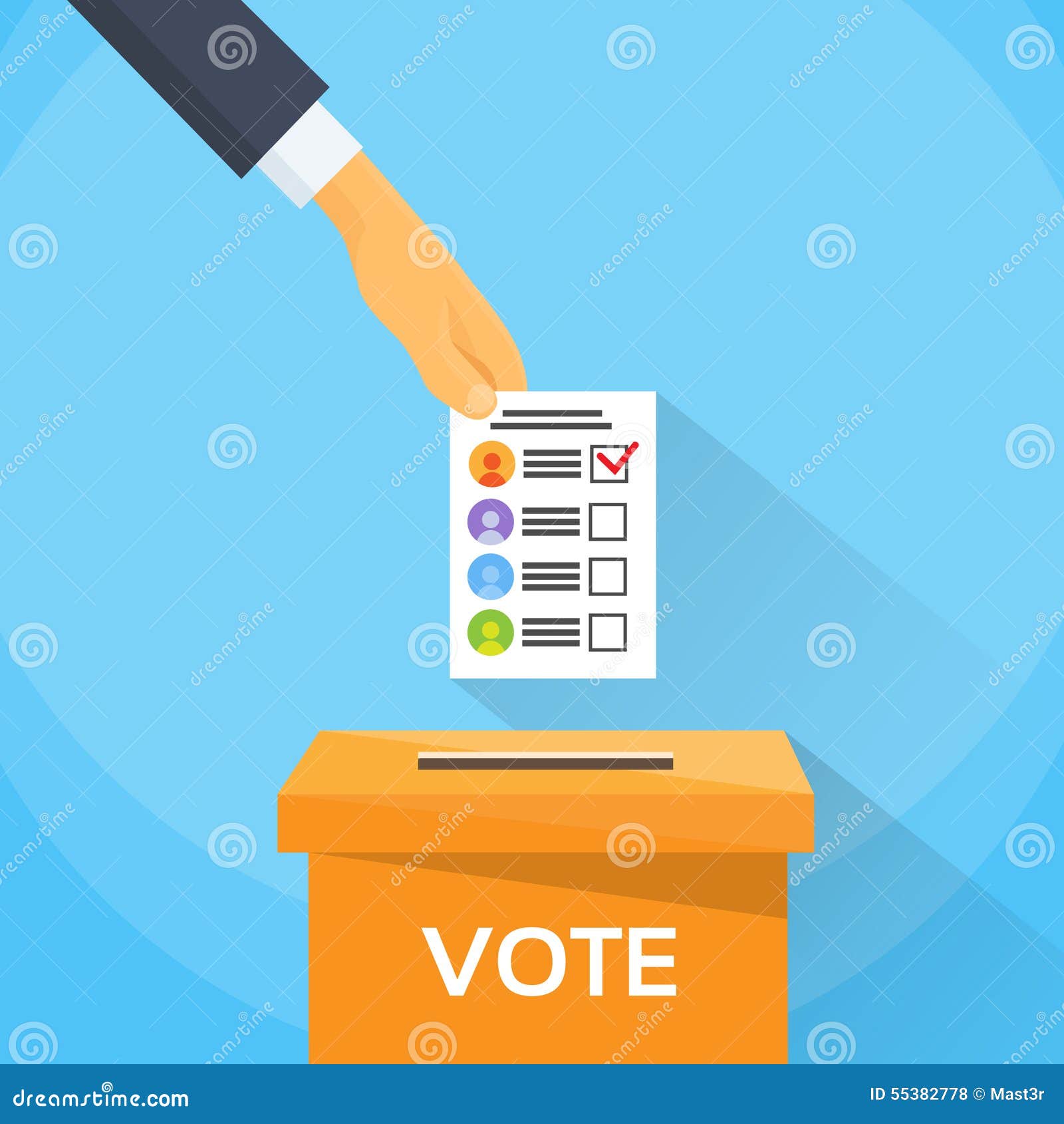Vote Hand Putting Paper Ballot List in Voting Box Stock Vector ...