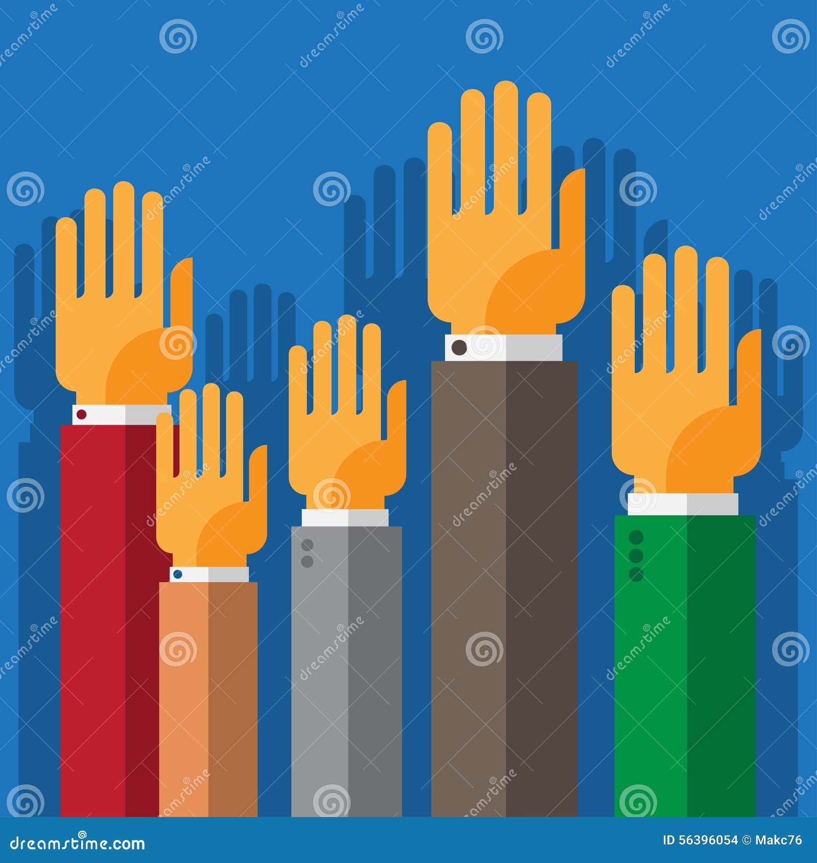 Vote hand up stock vector. Illustration of fingers, election - 56396054