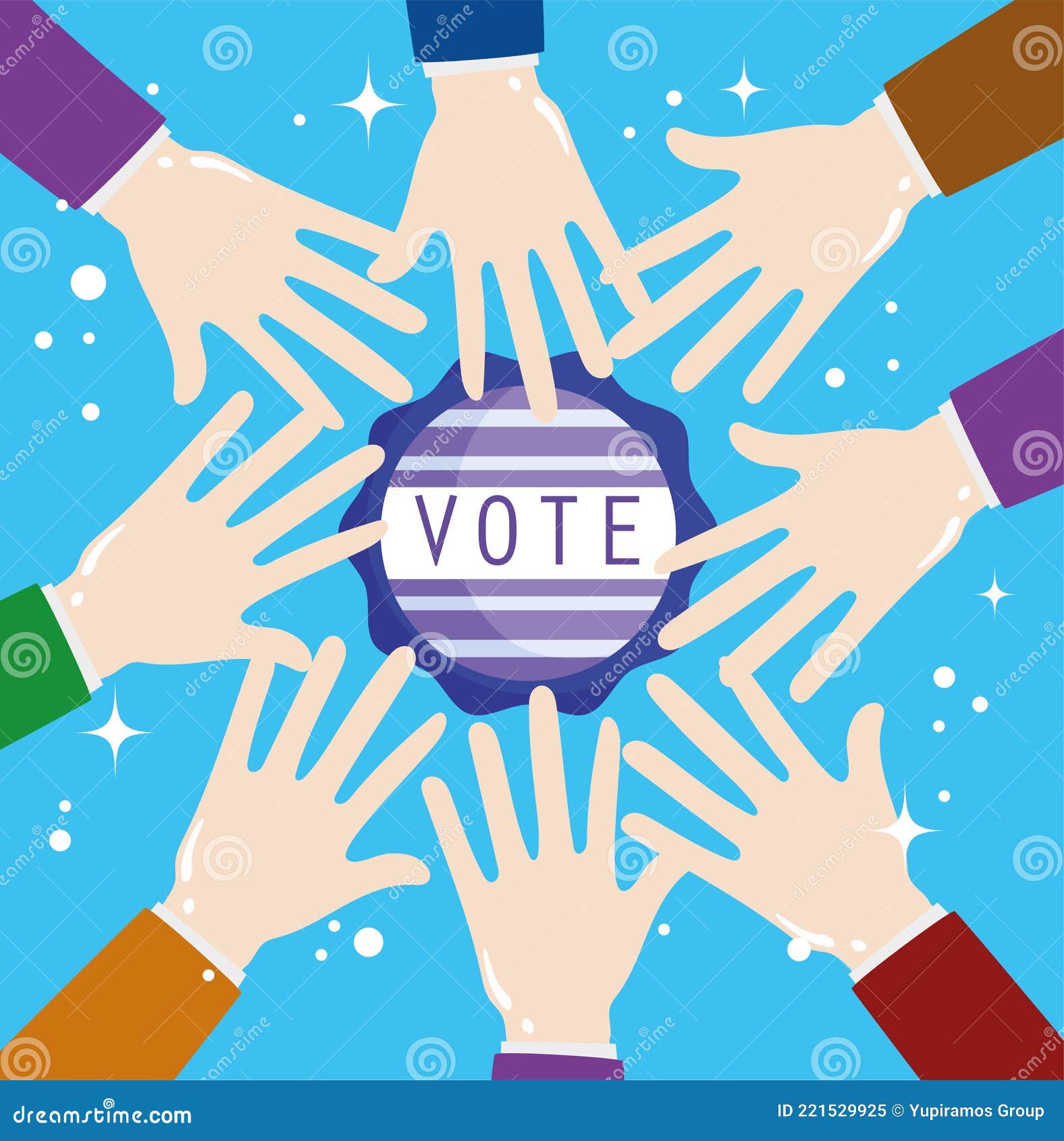 Vote hands together stock vector. Illustration of together - 221529925