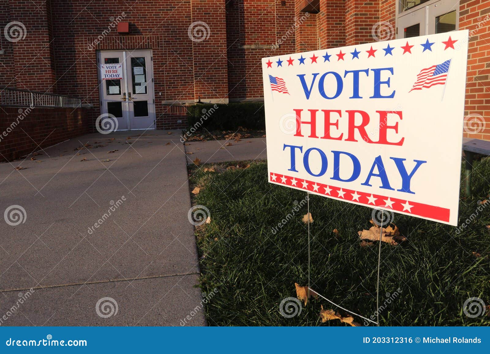 Vote Here Today Sign stock photo. Image of democracy - 203312316