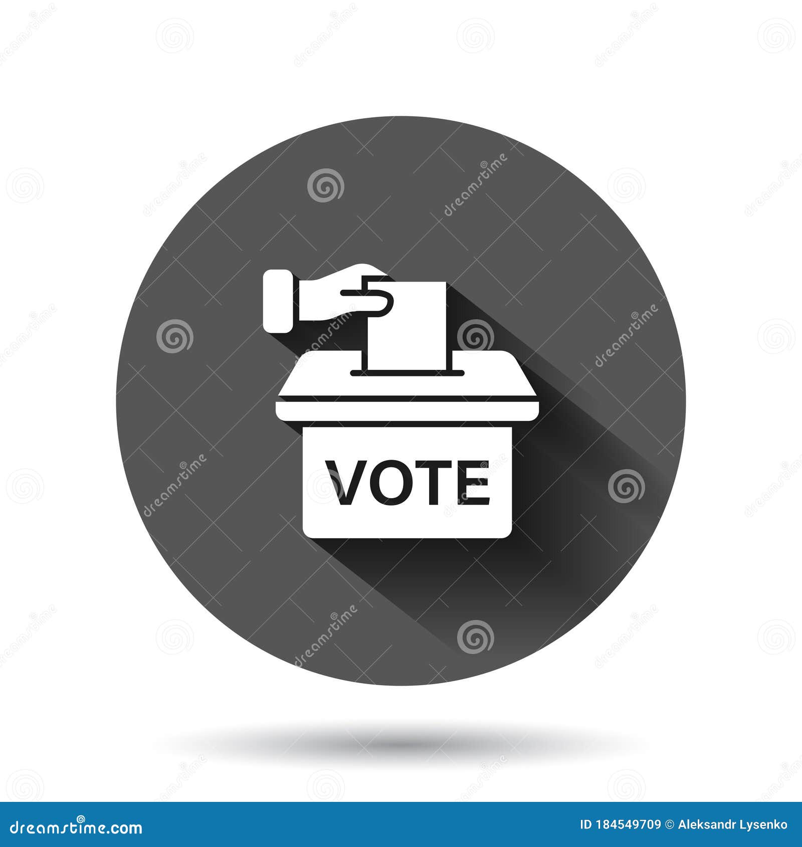 Vote Icon in Flat Style. Ballot Box Vector Illustration on Black Round ...
