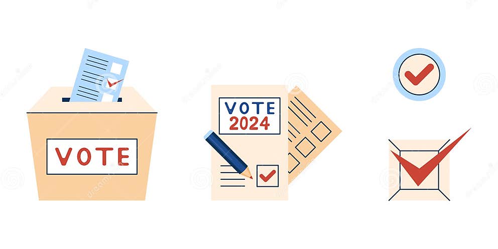 Vote 2024 Illustrations Set . Element for Election Design Stock ...