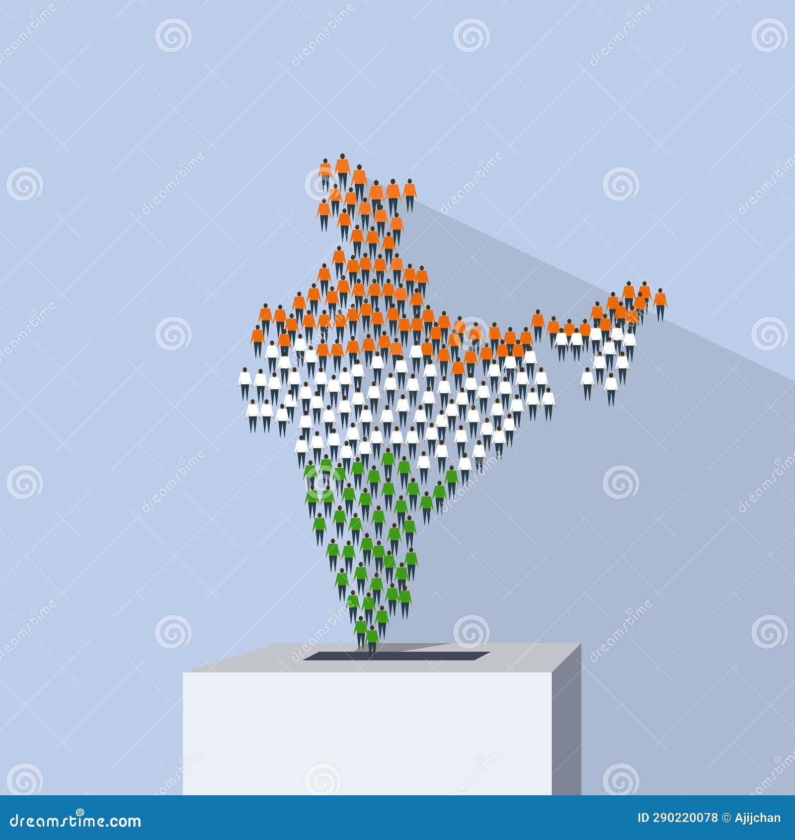 Citizens Forming the Shape of India Going To the Ballot Box. Indian ...