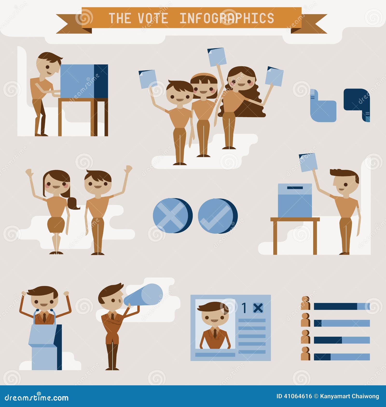 Vote Info Graphic and Character Stock Vector - Illustration of ...