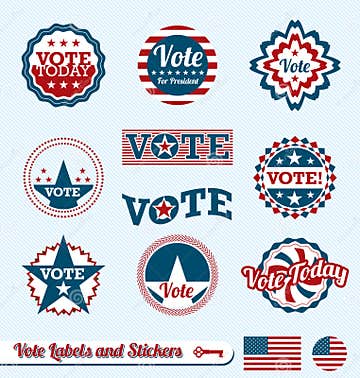 Vote Labels and Stickers stock vector. Illustration of collection ...