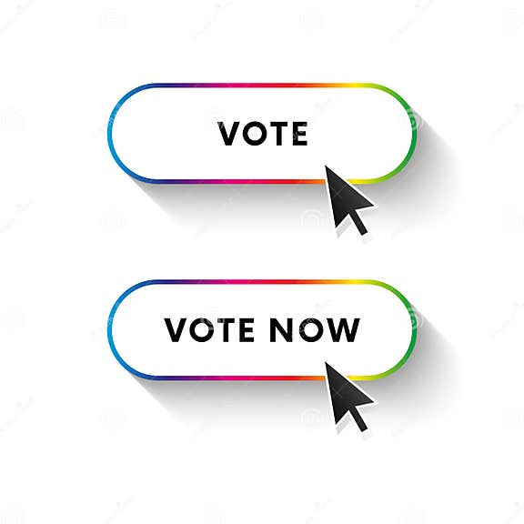 Vote Now Button. Vote Button. Spectrum Gradient. Long Shadow. Vector ...