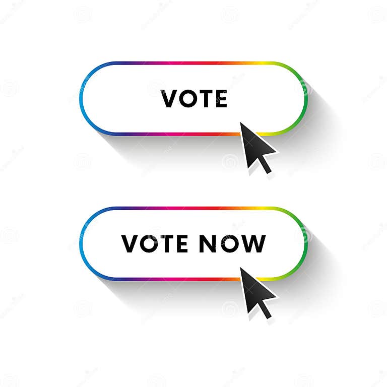 Vote Now Button. Vote Button. Spectrum Gradient. Long Shadow. Vector ...