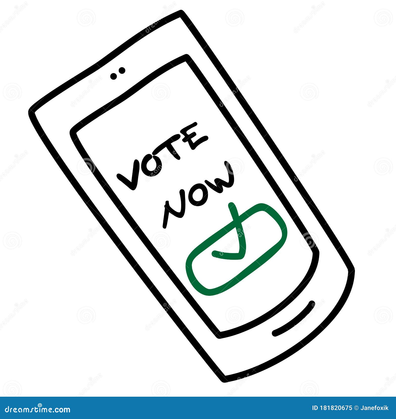 Vote Now Doodle Vector Illustration, Voting with Mobile Device, New ...