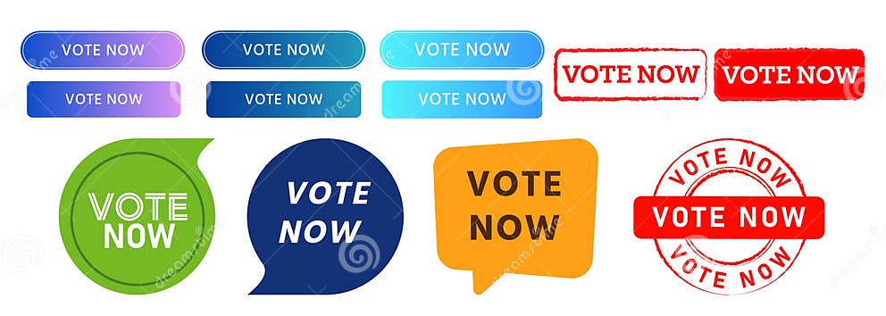 Vote Now Rectangle Circle Speech Bubble Stamp and Button Web for Voting ...