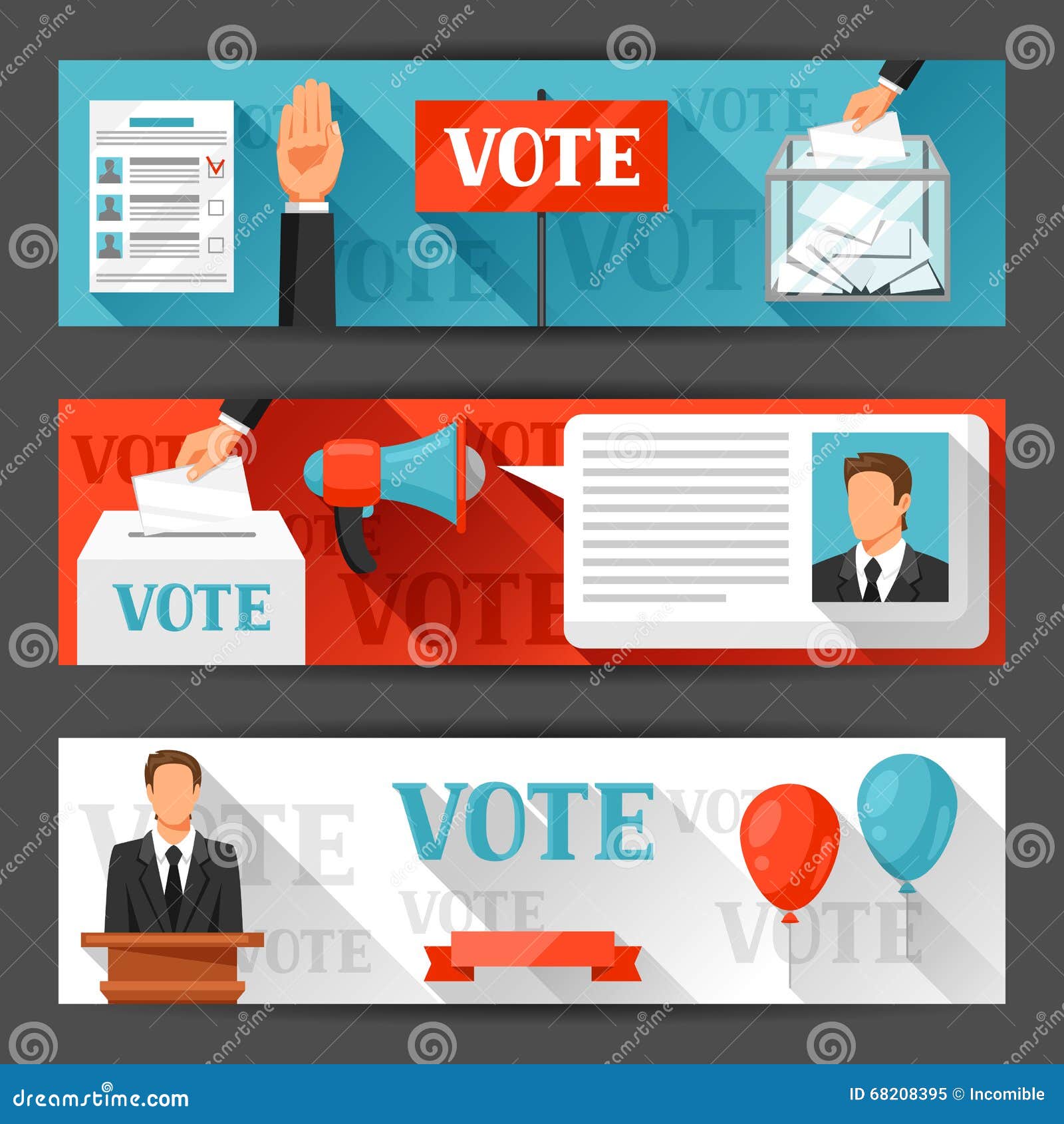 Vote Political Elections Banners. Backgrounds for Campaign Leaflets ...