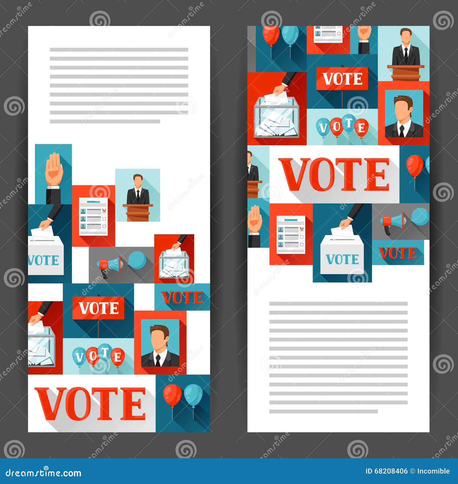 Vote Political Elections Banners. Backgrounds for Campaign Leaflets ...