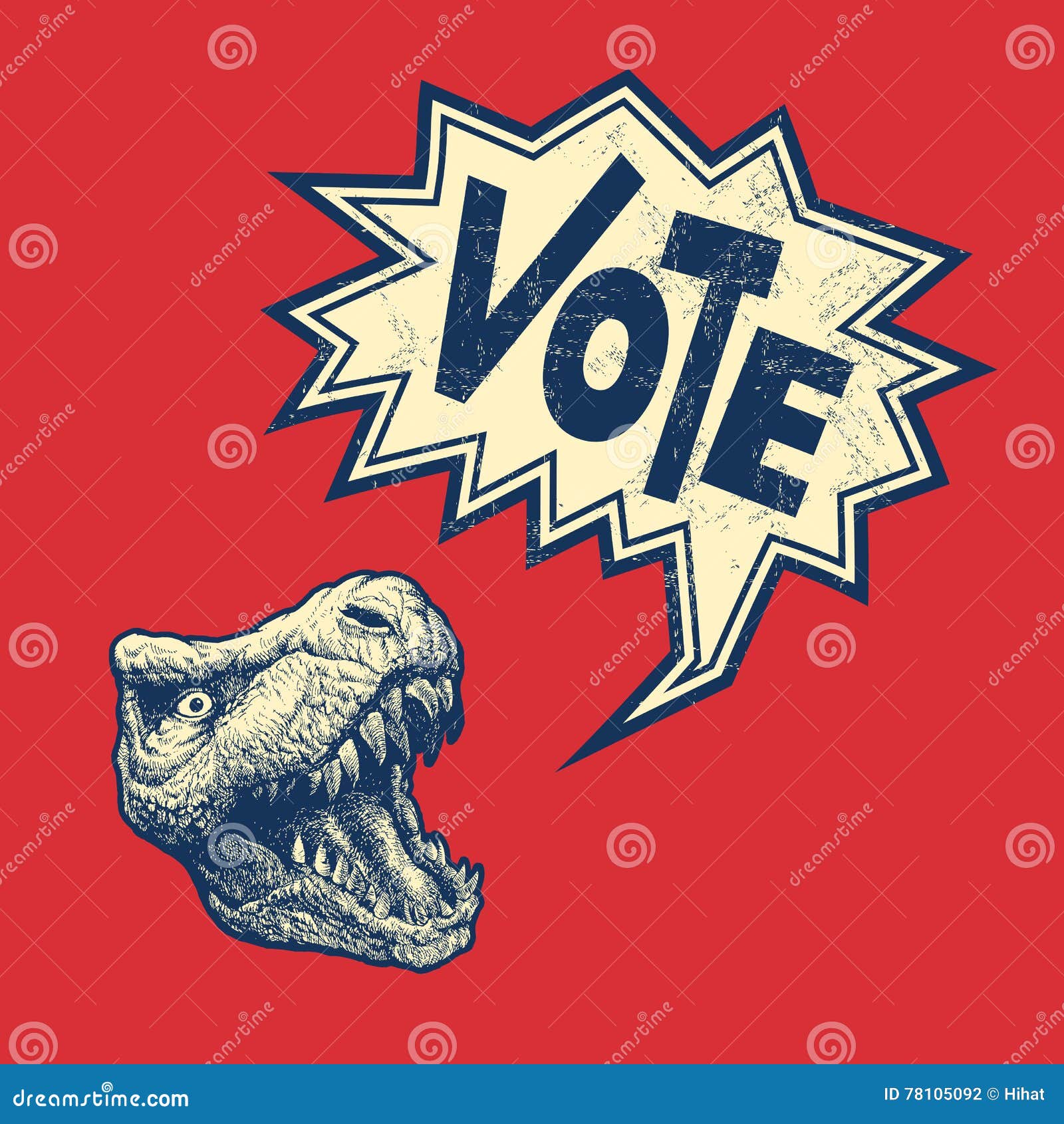 Vote Poster with T-rex Head. Stock Illustration - Illustration of ...