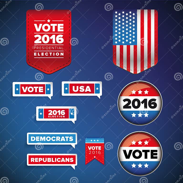 Vote and Presidential Election Set Stock Vector - Illustration of ...