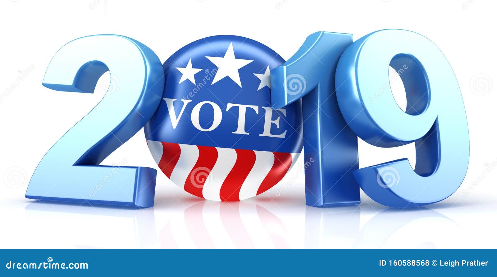 Vote 2019 Red White and Blue Voting Pin in 2019 with Vote Text. 3d ...