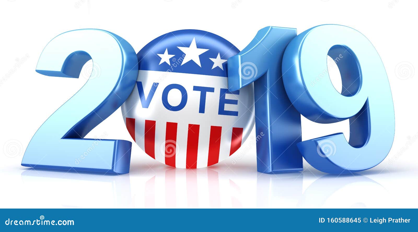 Vote 2019 Red White and Blue Voting Pin in 2019 with Vote Text. 3d ...