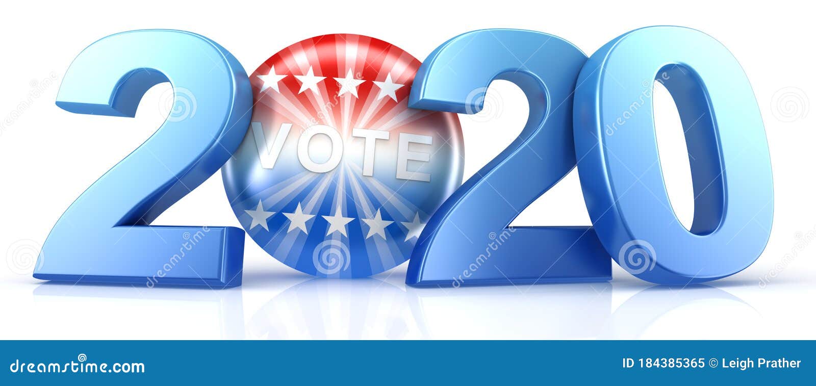 Vote 2020. Red, White, and Blue Voting Pin in 2020 with Vote Text. 3d ...