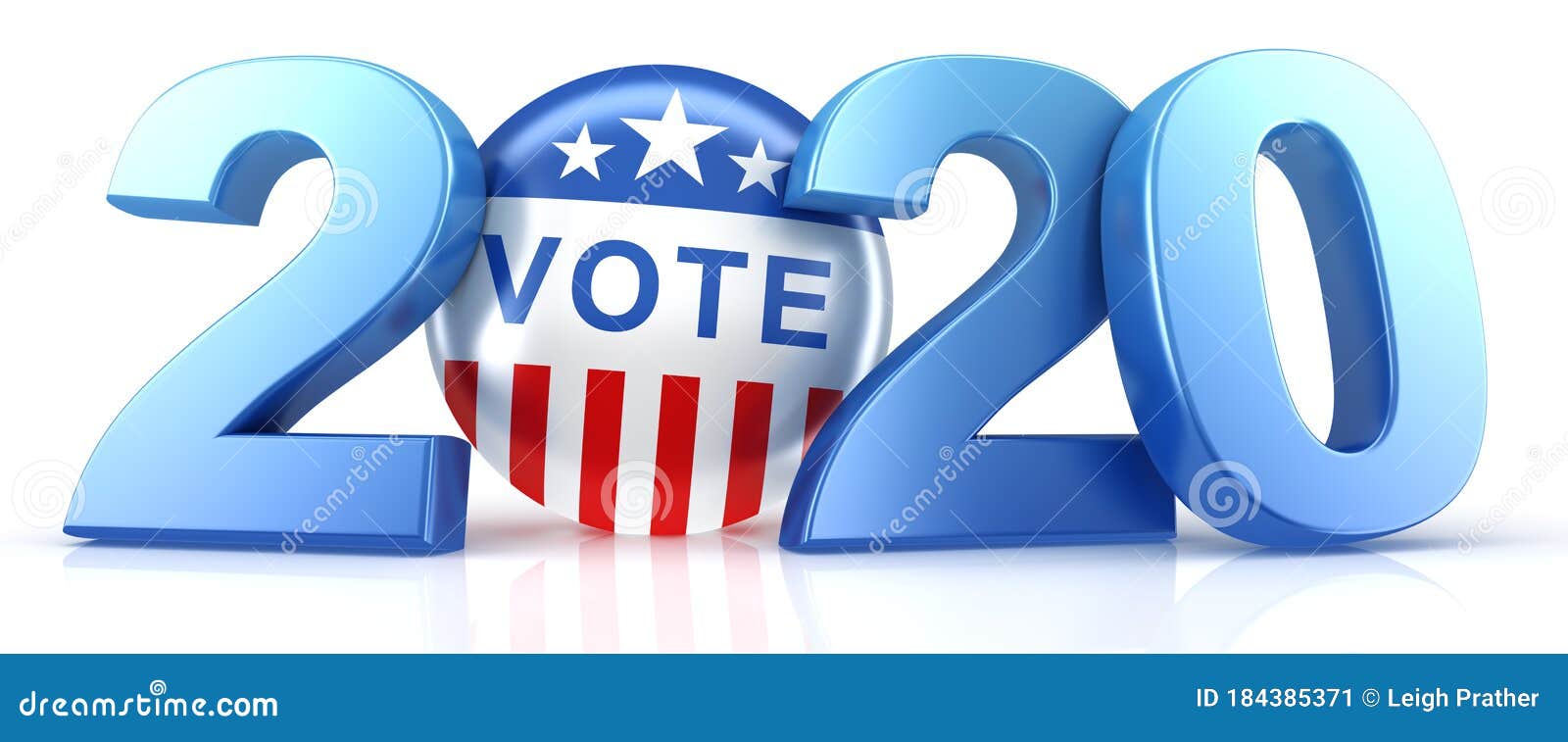 Vote 2020. Red, White, and Blue Voting Pin in 2020 with Vote Text. 3d ...