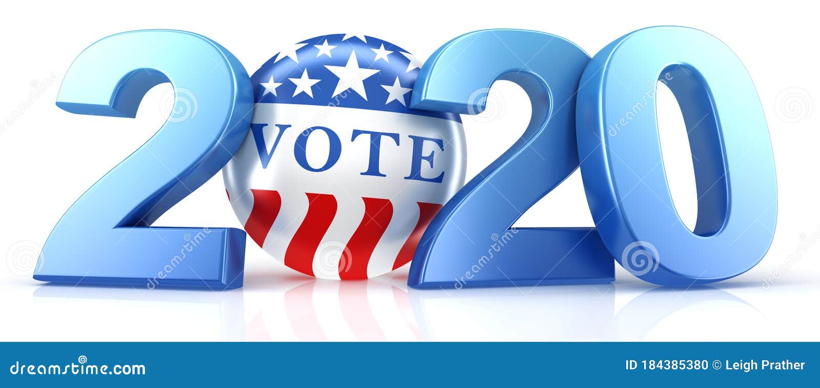 Vote 2020. Red, White, and Blue Voting Pin in 2020 with Vote Text. 3d ...