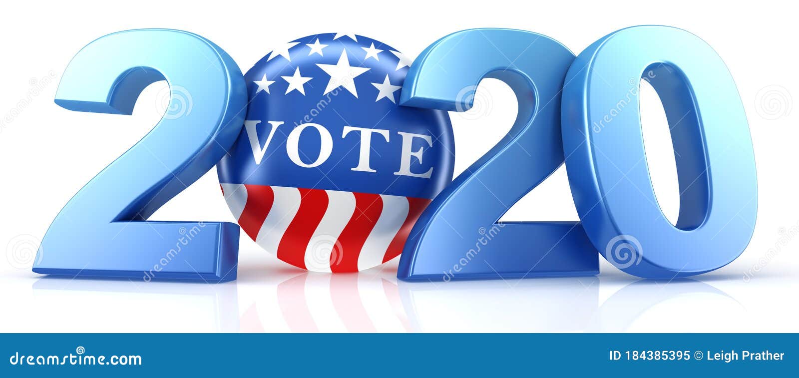 Vote 2020. Red, White, and Blue Voting Pin in 2020 with Vote Text. 3d ...