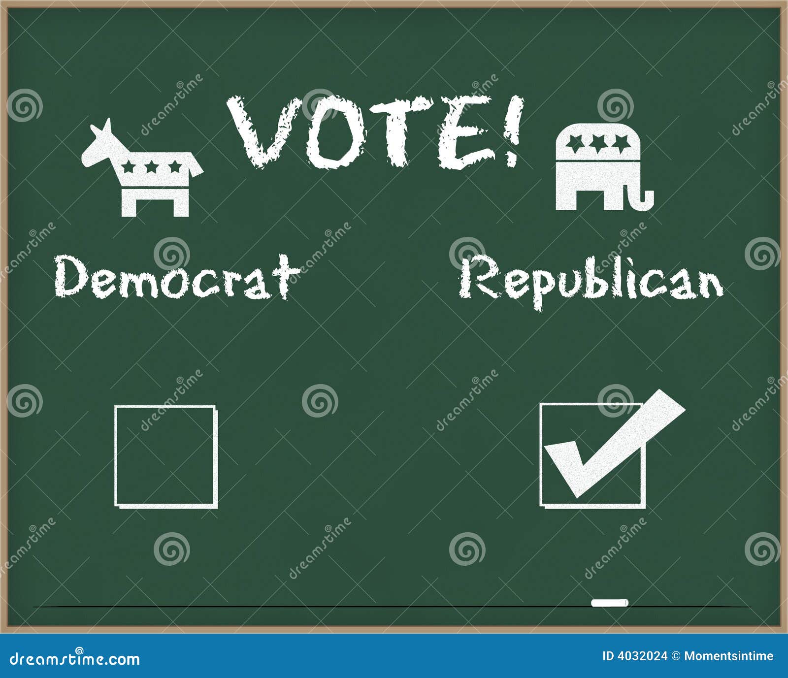 Vote Republican with Election Symbols Stock Photo - Image of blackboard ...
