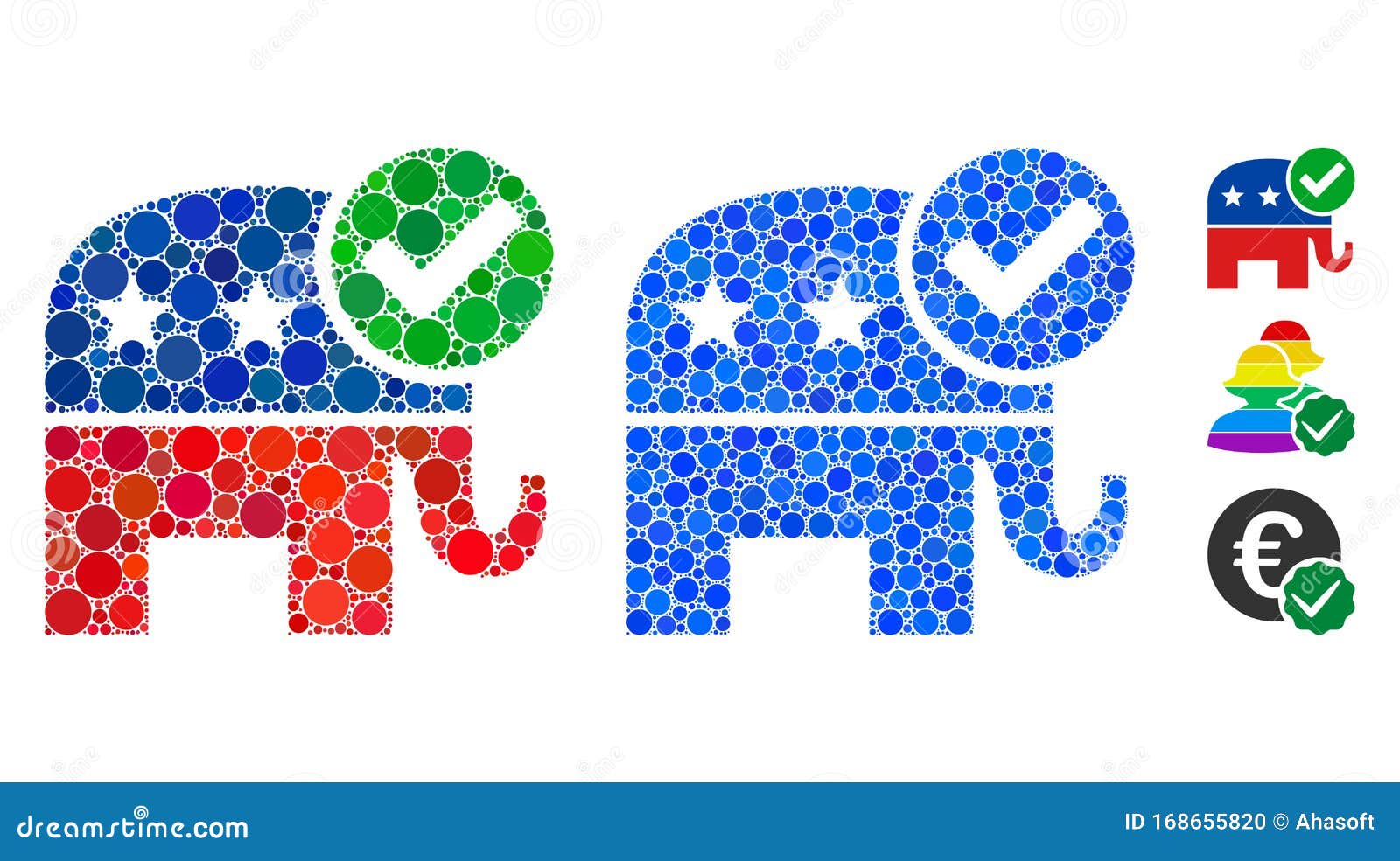 USA Map Like Republican Red Elephant With Star Shapes Vector ...