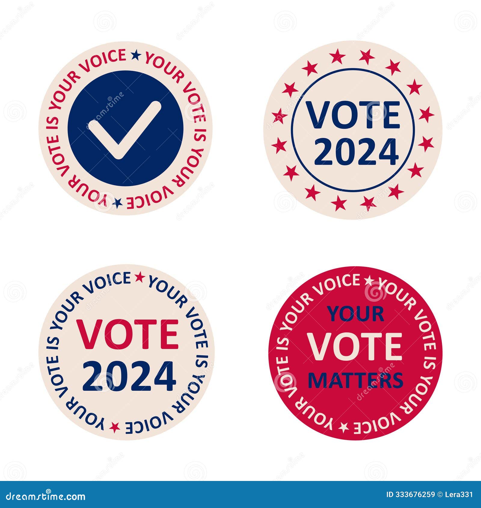 Vote 2024. Round Sticker Set. Election Campaign. Isolated Vector ...