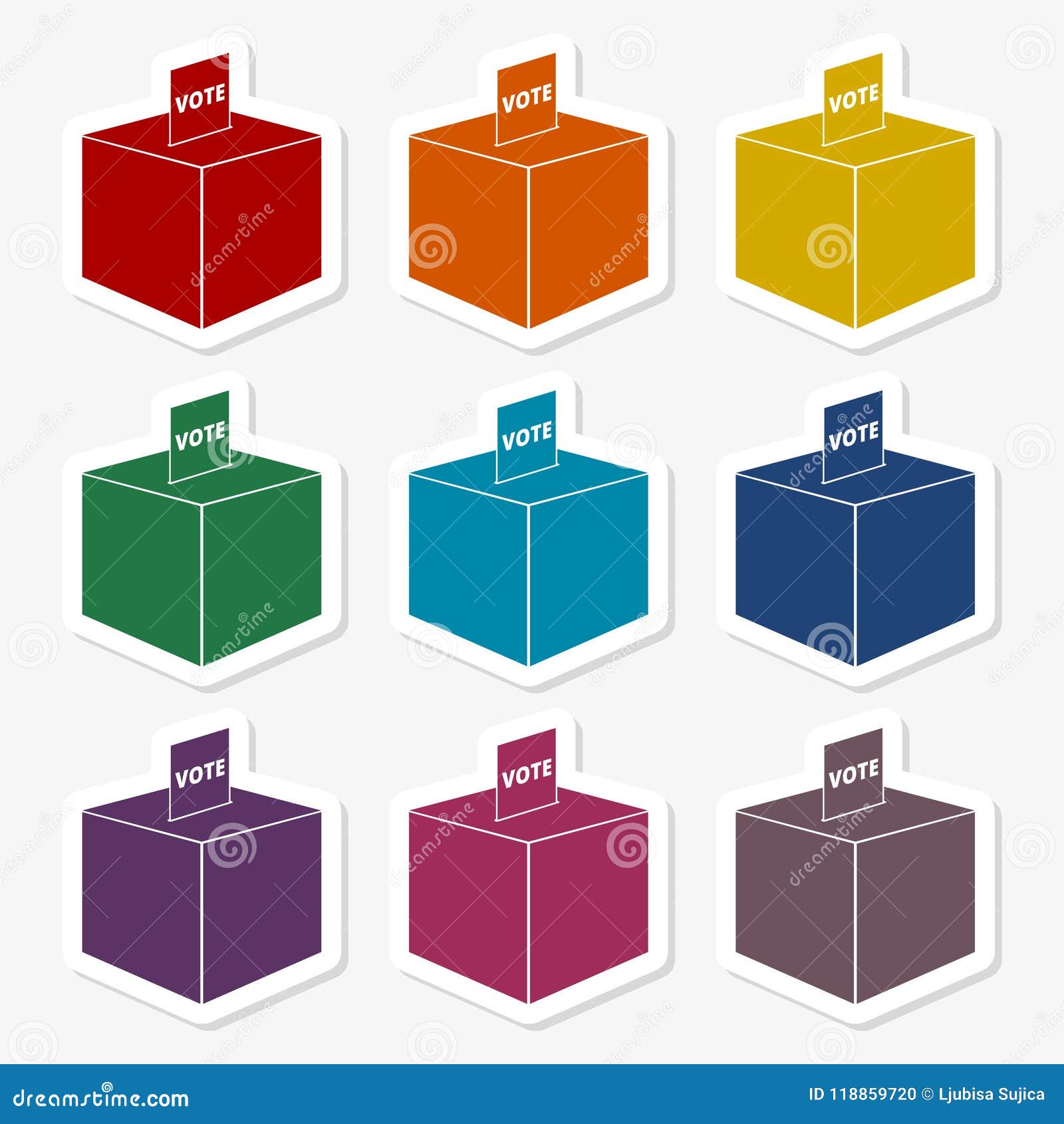 Vote stickers set stock vector. Illustration of cast - 118859720