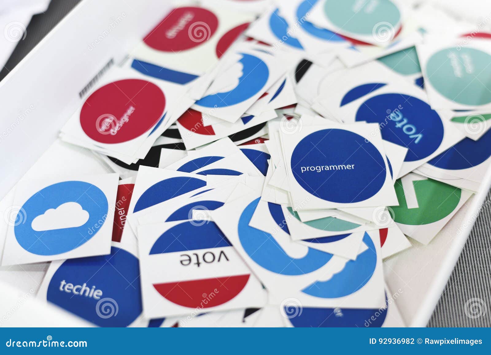 Vote Stickers for Web Design Team Members Colleagues Stock Photo ...