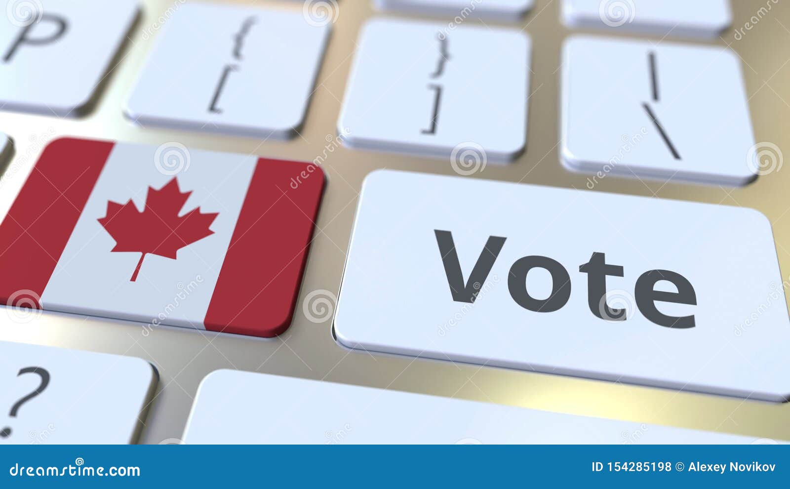 VOTE Text and Flag of Canada on the Buttons on the Computer Keyboard ...