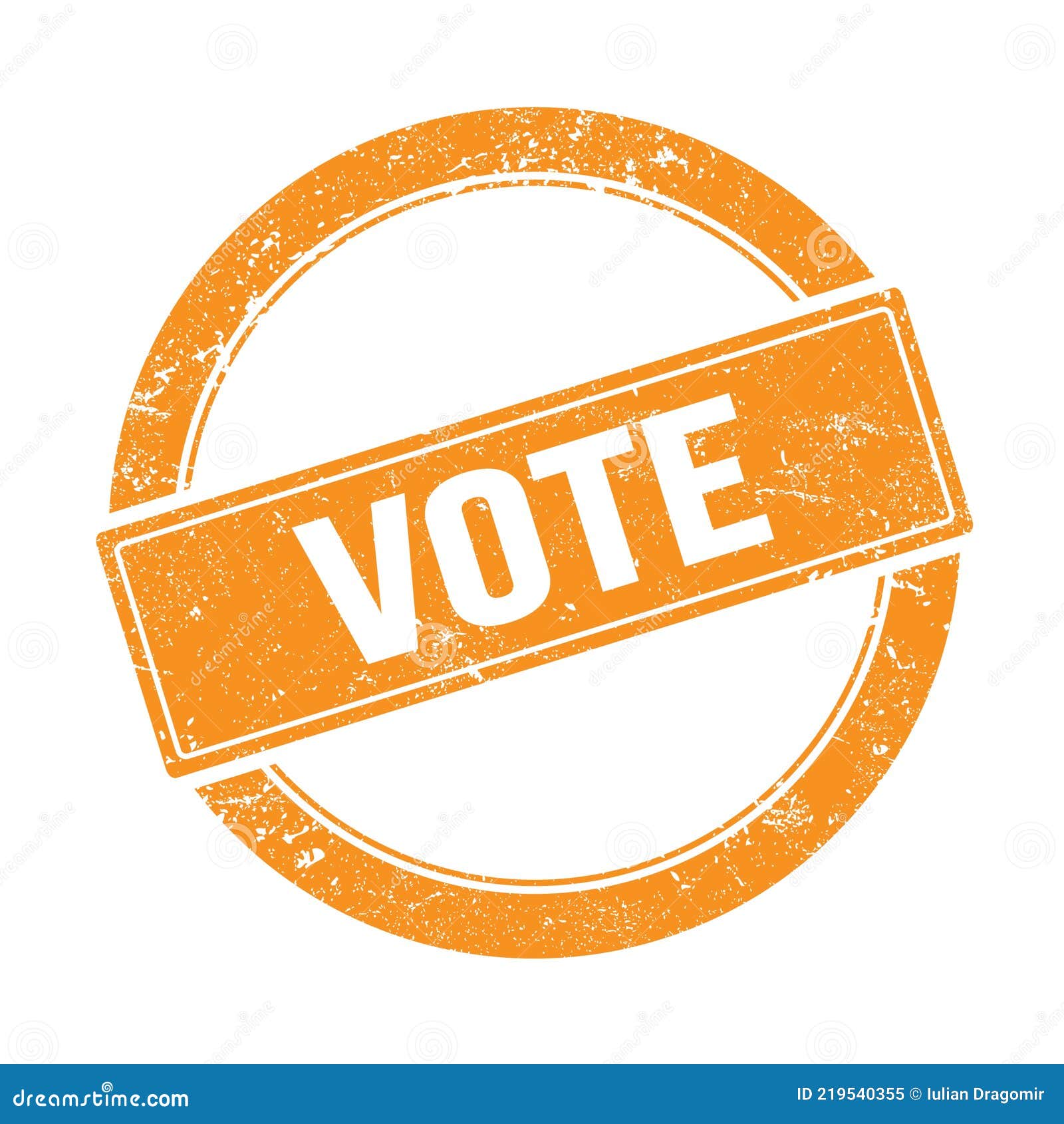 VOTE Text on Orange Grungy Round Stamp Stock Illustration ...
