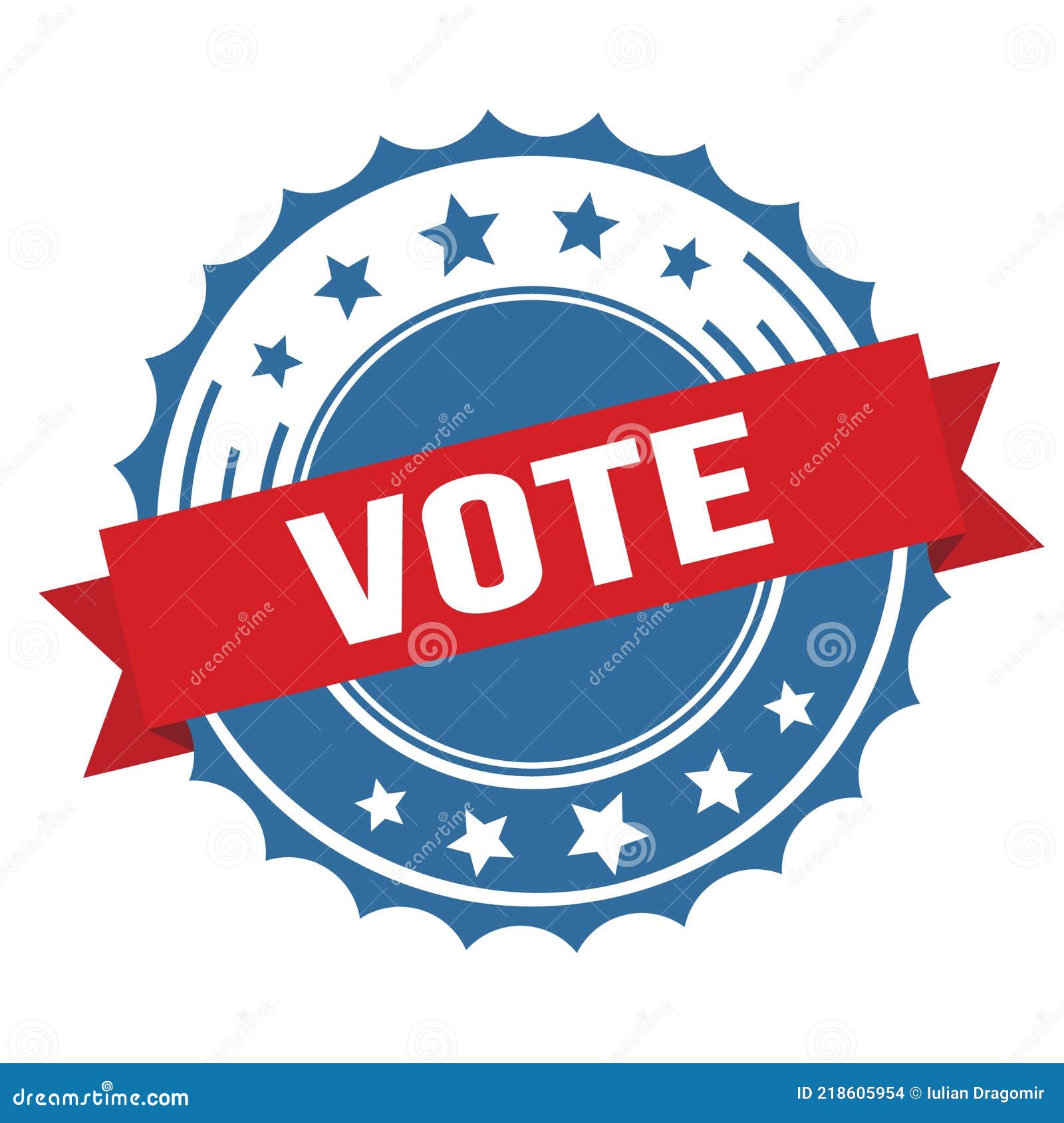 VOTE Text on Red Blue Ribbon Stamp Stock Illustration - Illustration of ...
