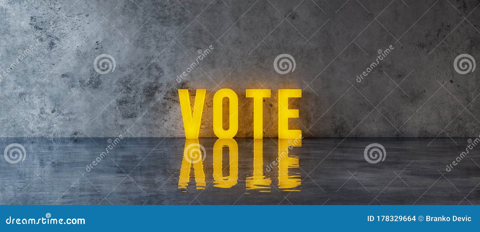 Vote Text Sign on Concrete Wall 3d Render Stock Illustration ...