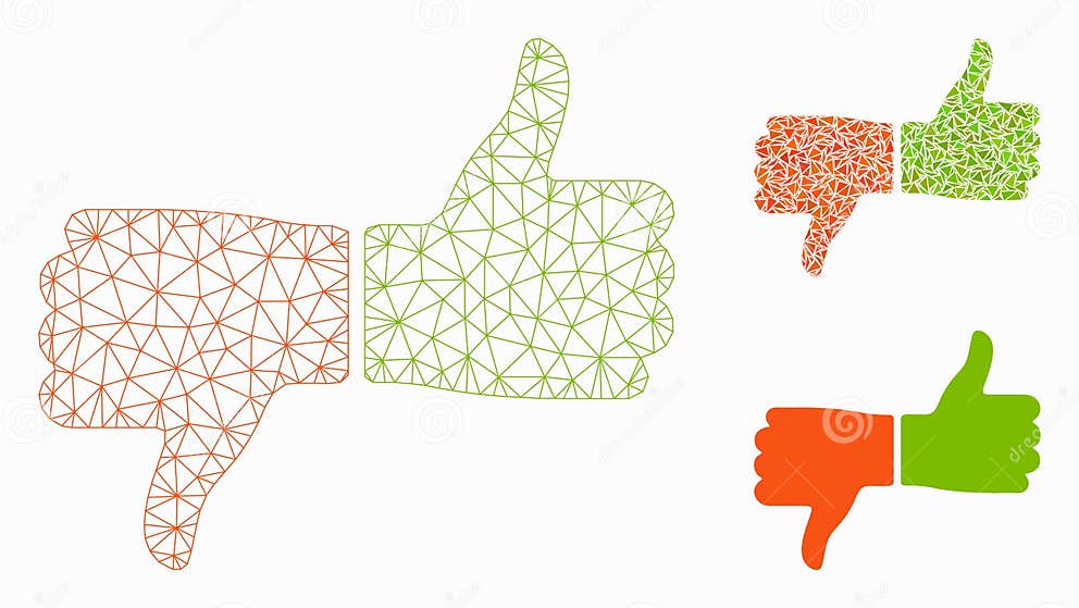 Vote Thumbs Vector Mesh 2D Model and Triangle Mosaic Icon Stock Vector ...