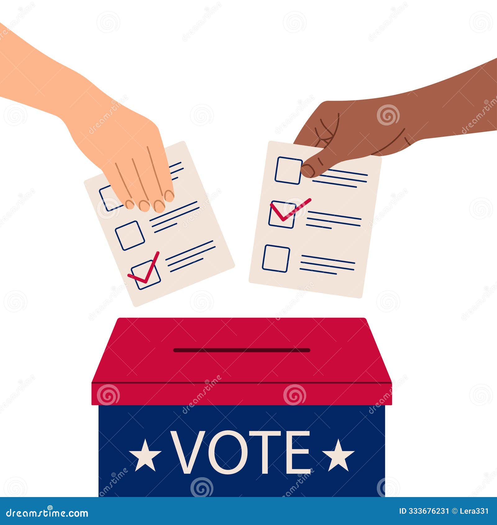 Hands With Ballot Papers. The Voting Process, Democracy Concept. Simple ...